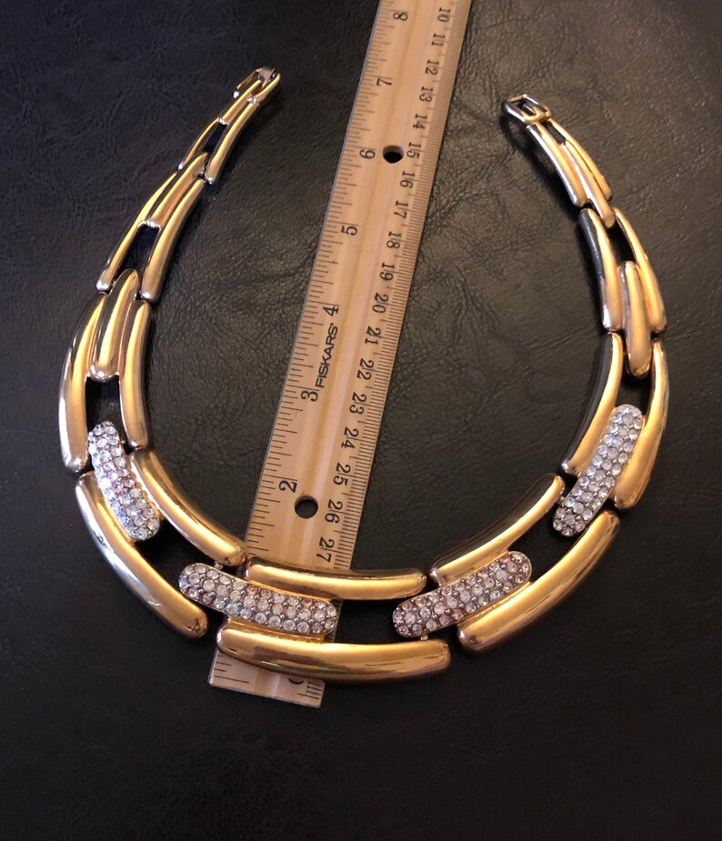 Vintage Dazzling Pave Set Crystals Chain Collar Necklace by Park Lane ...