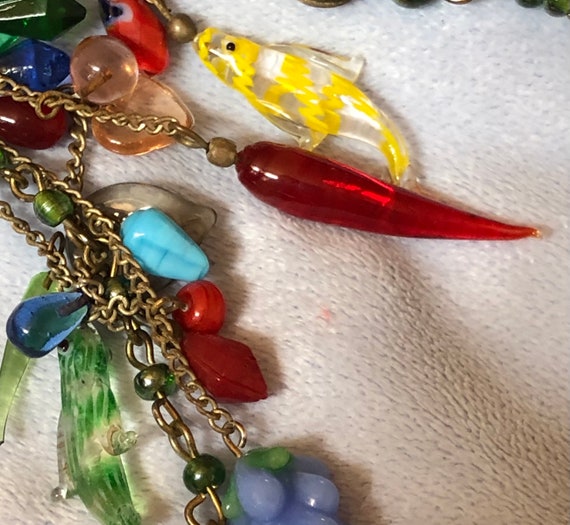 Upcycled Glass Charm necklace loaded with old Glass C… - Gem