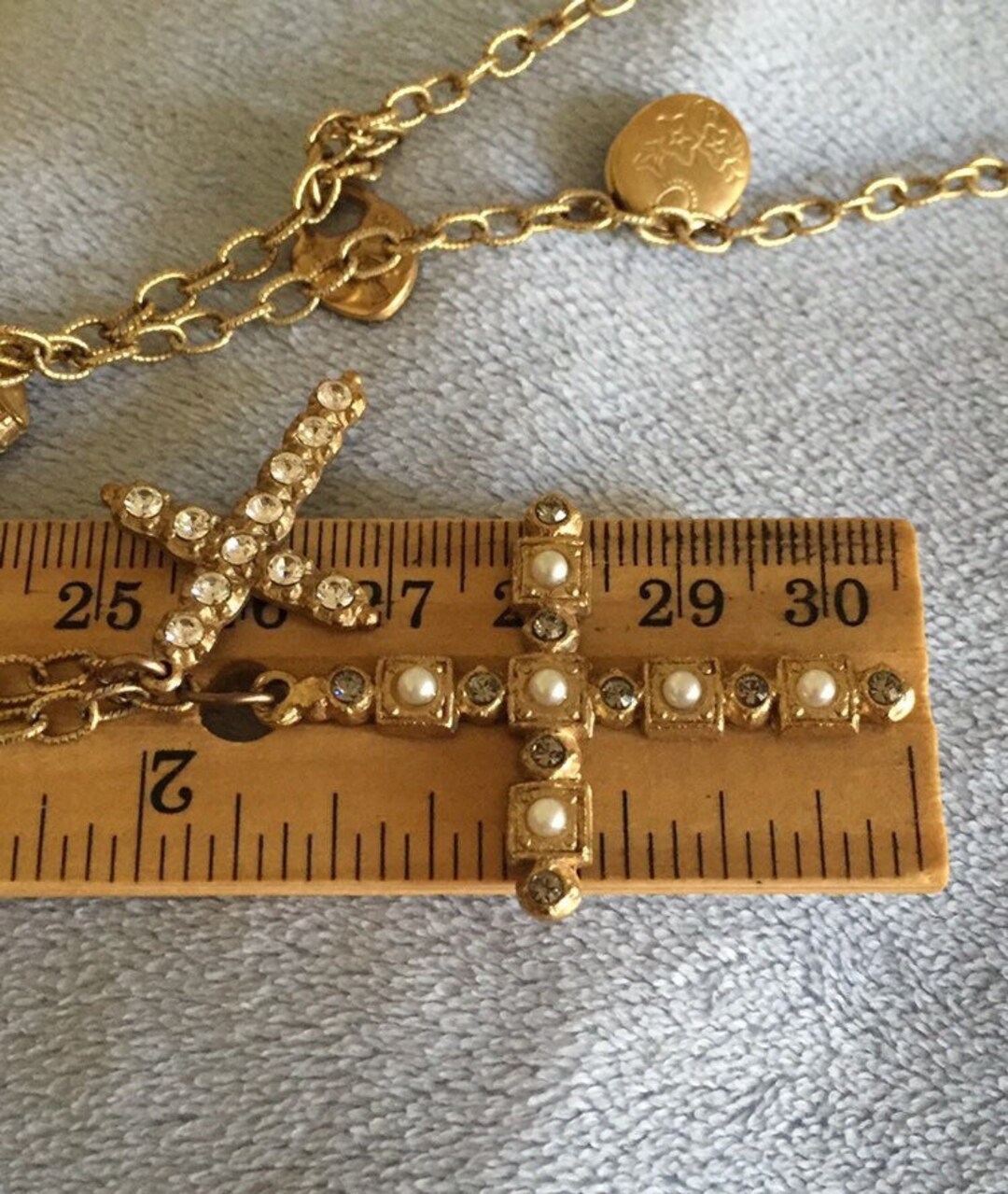 Vintage Catherine Popesco France Bon Voyage Charm Necklace W/cross ...