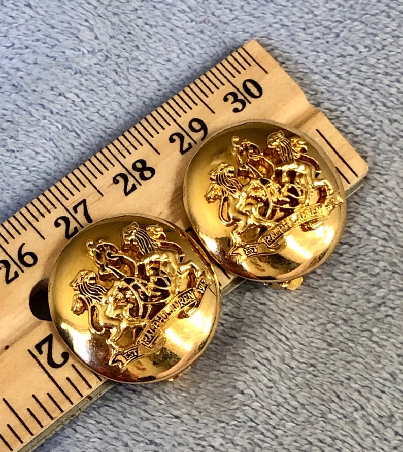Vintage Original 1980's Ralph Lauren Equestrian RLL Lion Crest Earrings ...