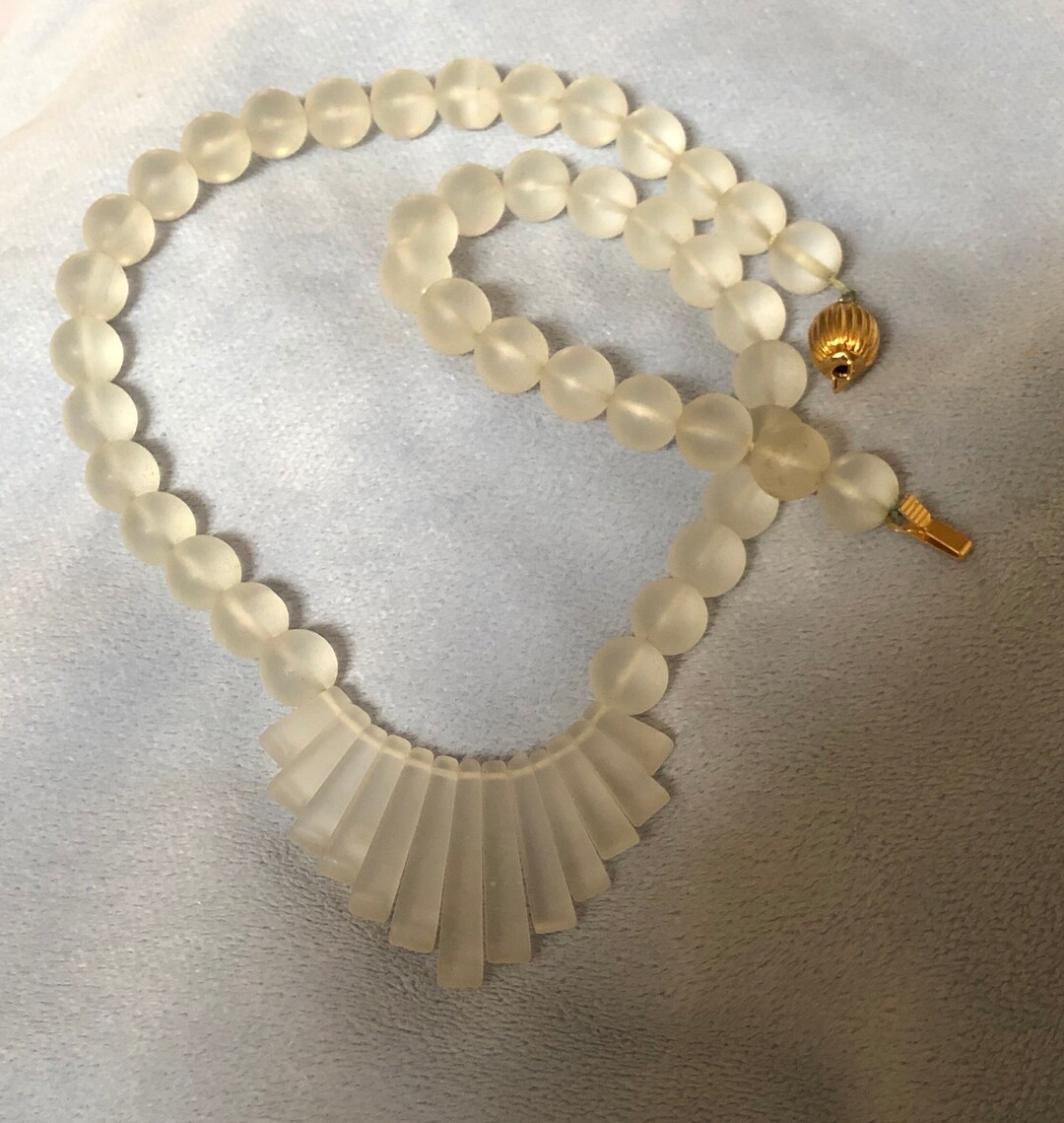 Vintage Older Frosted Glass Orbs Chevron 1950's Retro Necklace 18.5” - Etsy