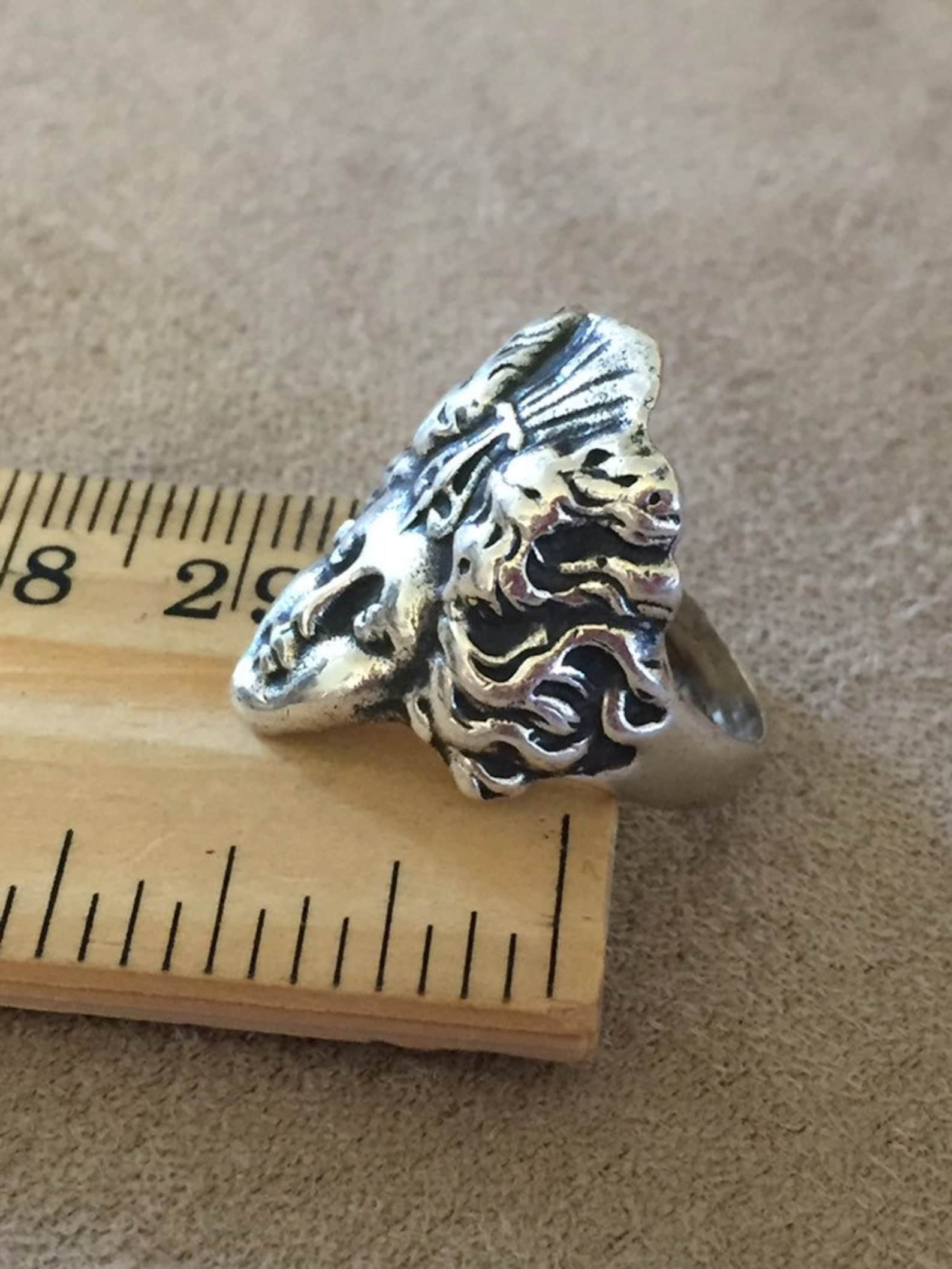 Art Deco Sterling Silver Ring Spiritual Woman Harp Queen Ring Size 6.25 ...