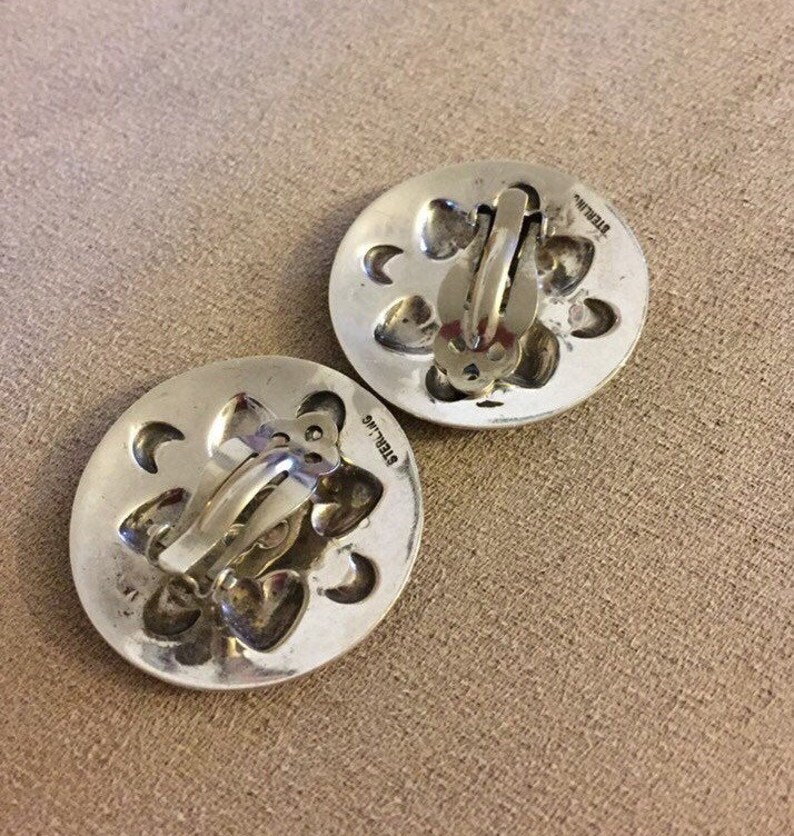 Older Vintage Sterling Silver Moon and Heart Concho Round Clip on Boho ...