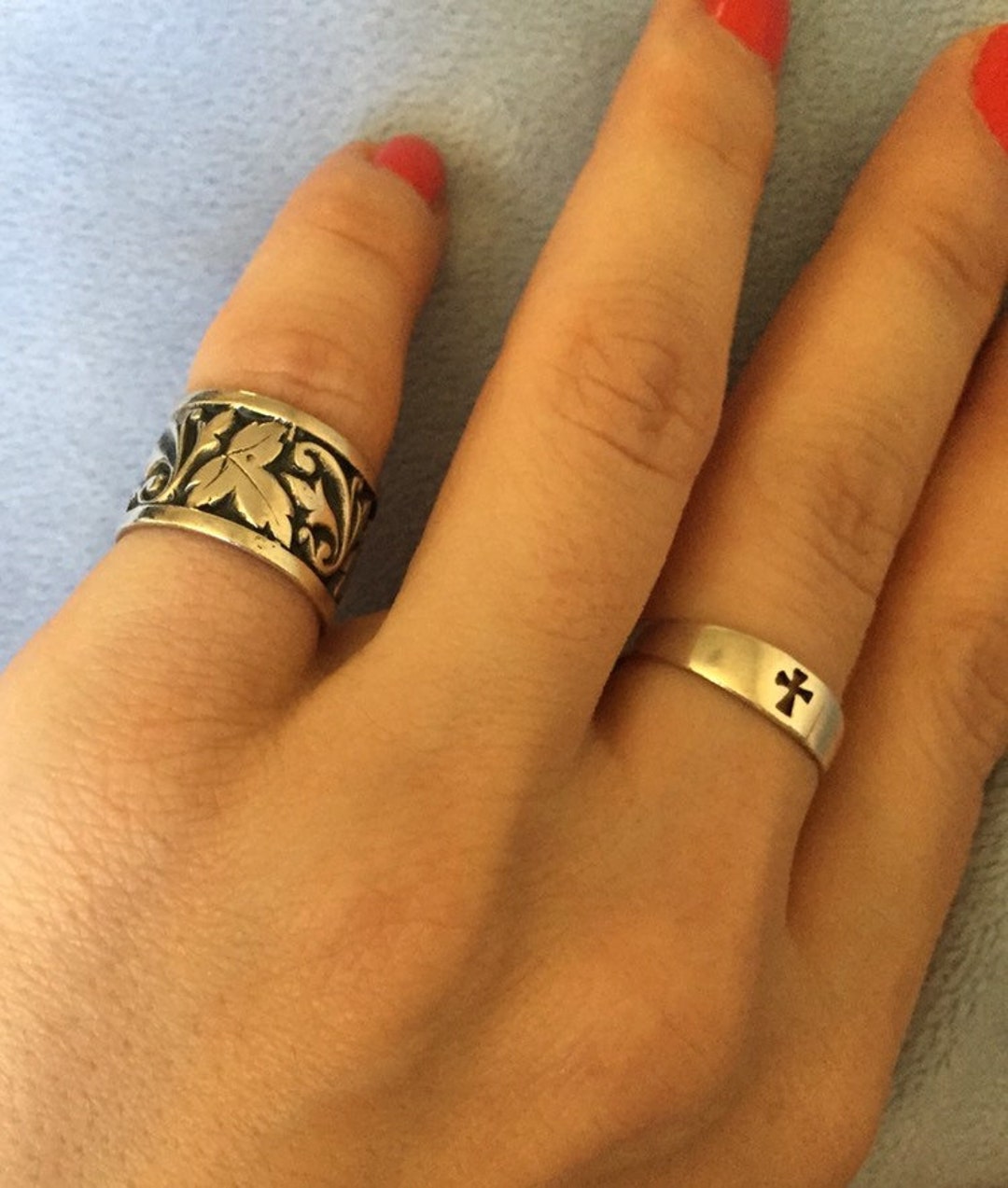 Vintage Sterling Silver Pinky Wide Ed Levin Band Ring Size 4.5 “maple ...