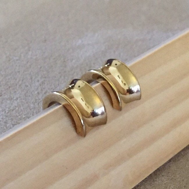 Ralph Lauren RLL 1967 Signet Wide Hoop Earrings Wide Huggie Hoops 14K ...