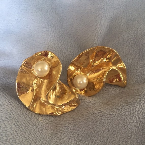 Vintage Ribbon Yves Saint Laurent style unmarked Clip… - Gem