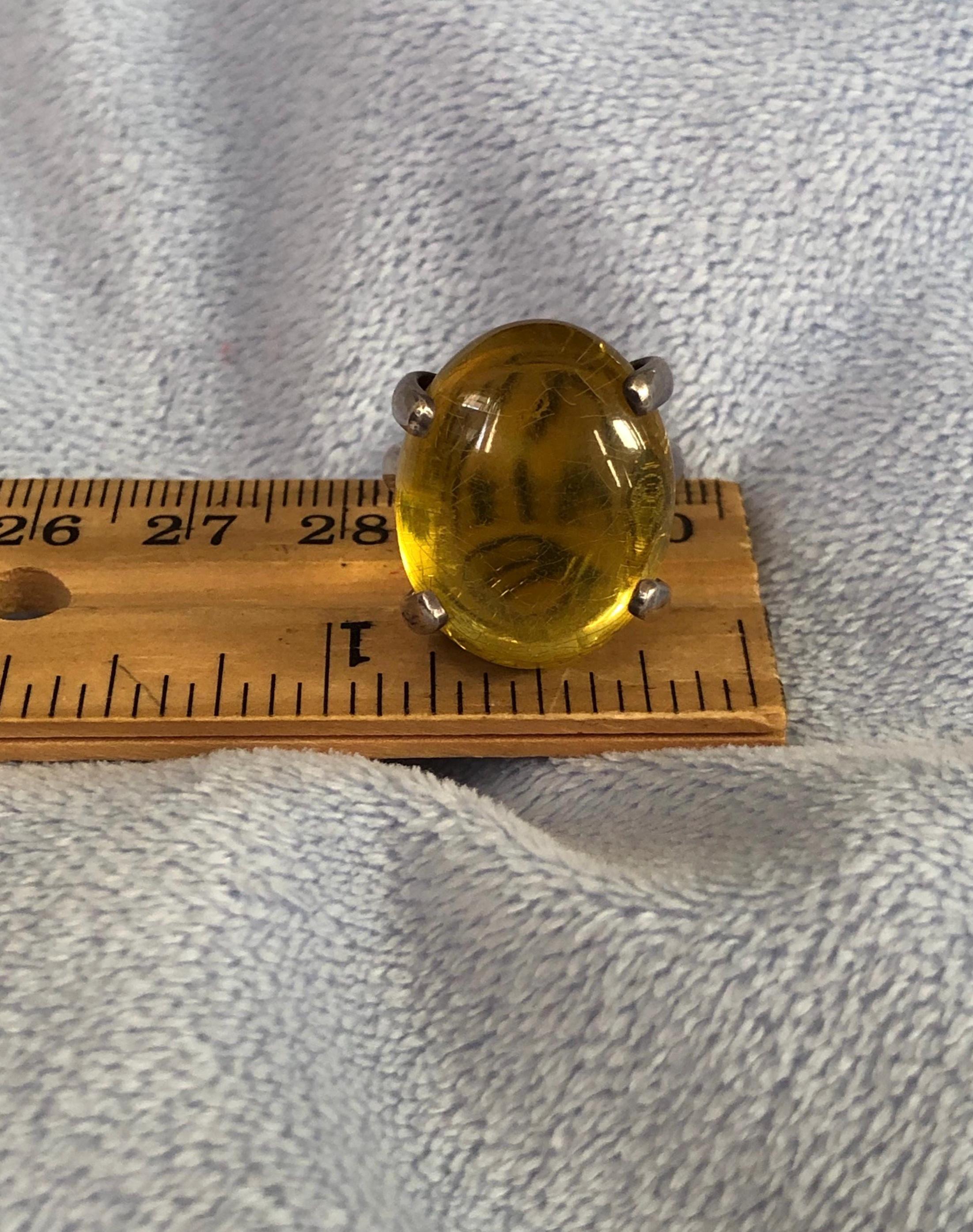 Vintage 1960 Sterling Yellow Lucite Ring Size 5.5 - Etsy