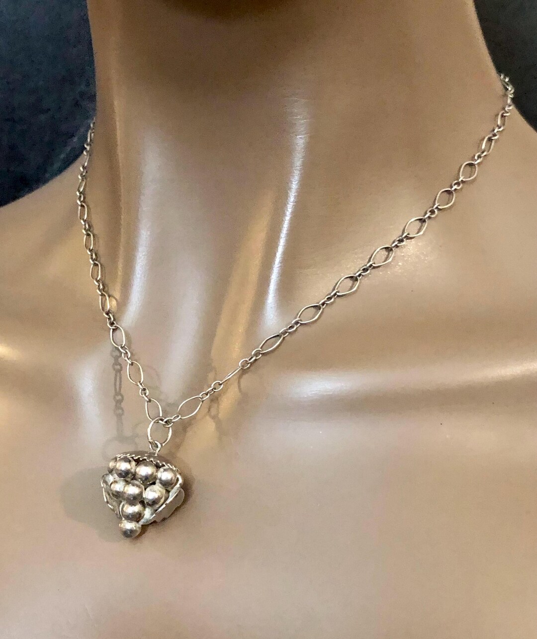 Antique Art Deco Ornate Link Chain Necklace W/3D Grapes Pendant 17.5 ...