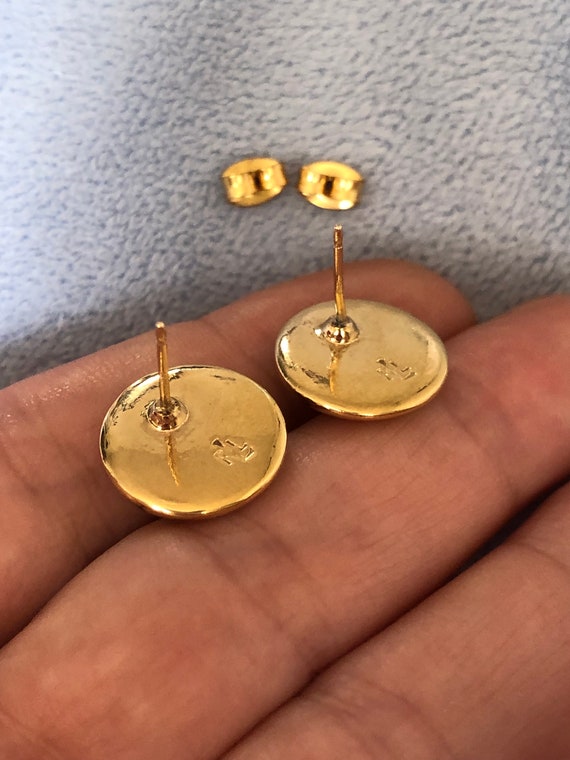 Vintage Ralph Lauren 14K Gold stem RLL Logo earrings … - Gem