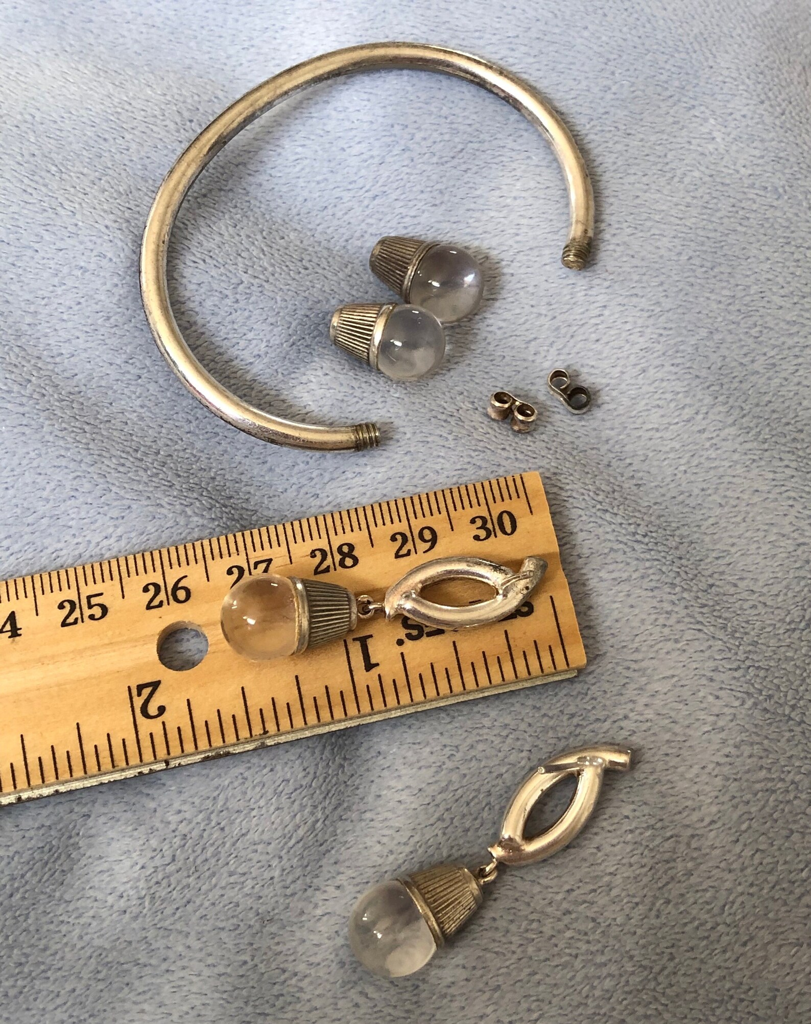 Vintage 1960 Modernist Pools of Light Crystal Bracelet and Earrings Set ...
