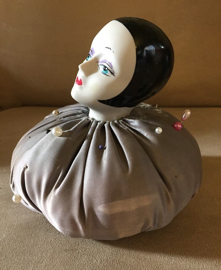 Art Deco Porcelain Pin Cushion: Blue Eyes Vanity Decor - Etsy