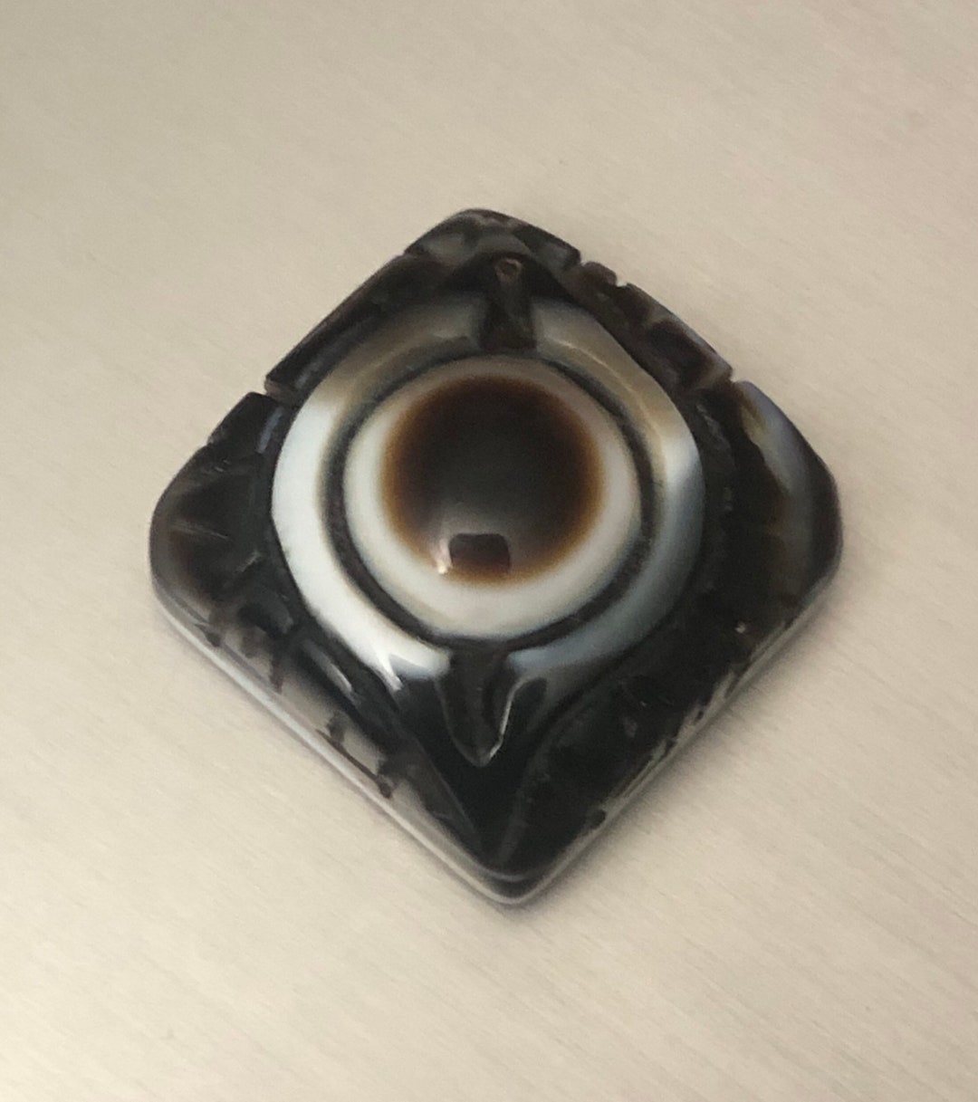 Antique Carved Bull Eye Banded Agate Slide Block Unisex Multipurpose - Etsy