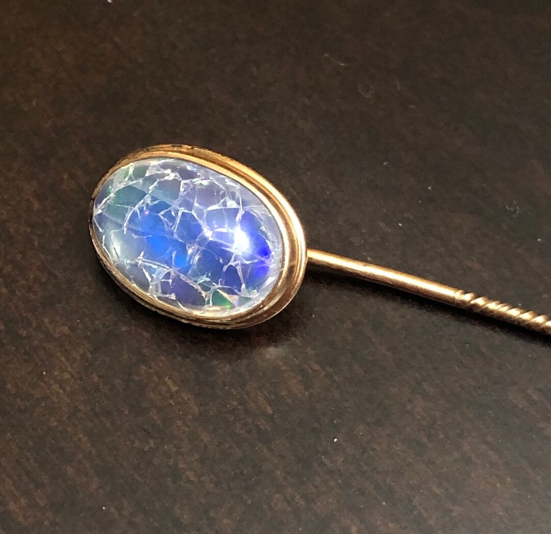 Antique Gold Blue Flesh Inclusion Moonstone Stick Pin - Etsy