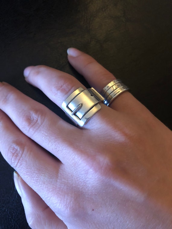 Vintage Mexico Sterling Silver Flat Belt Buckle Ring … - Gem