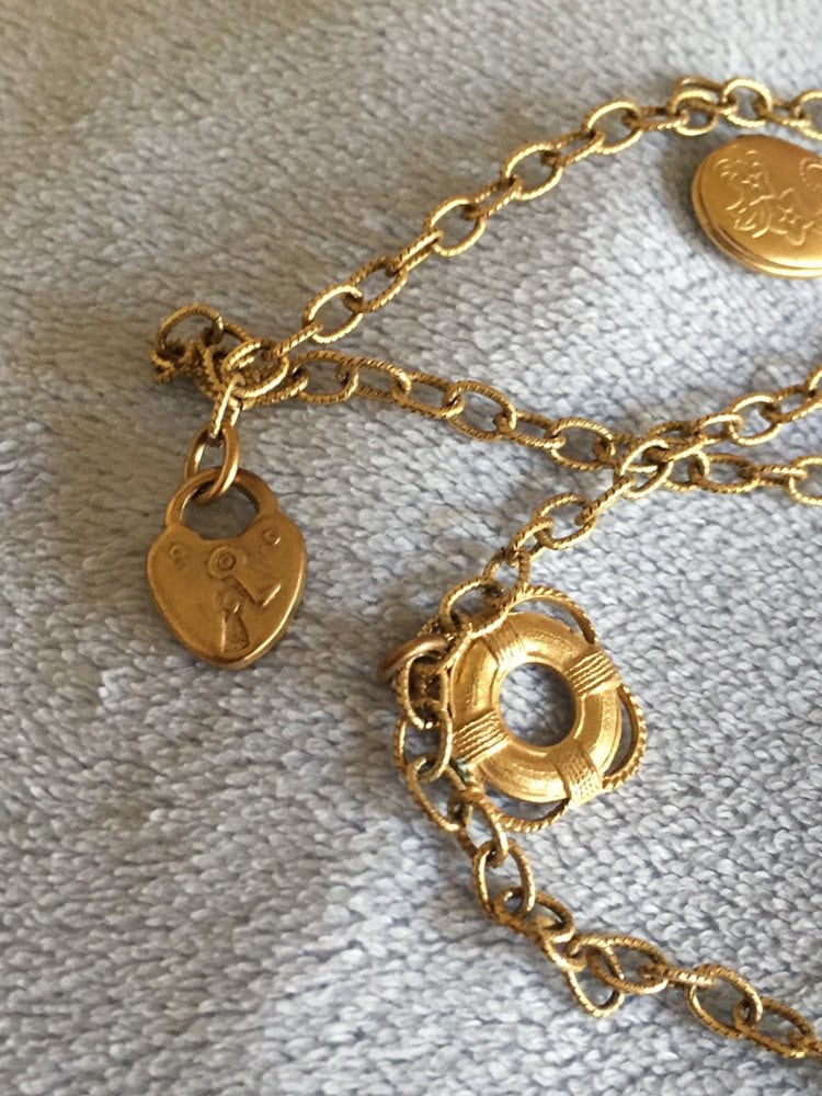 Vintage Catherine Popesco France Bon Voyage Charm Necklace W/cross ...