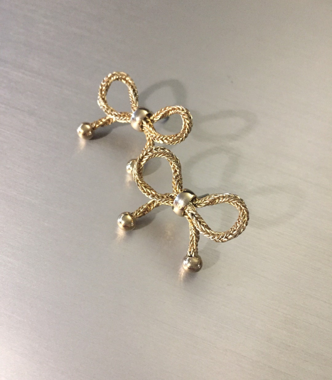 Vintage Dangle Floppy Mesh Chain Bow Earrings - Etsy