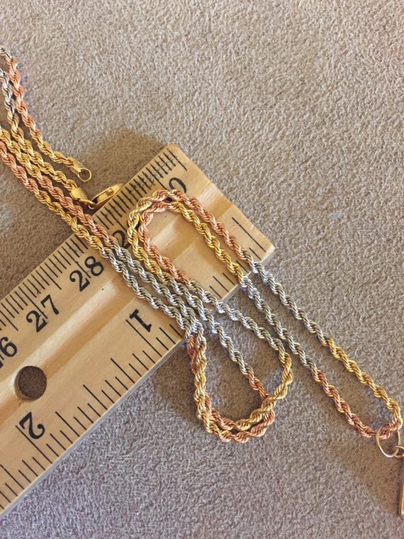 1980’s Vintage multicolor 18K Solid Gold 750 Rope Cha… - Gem