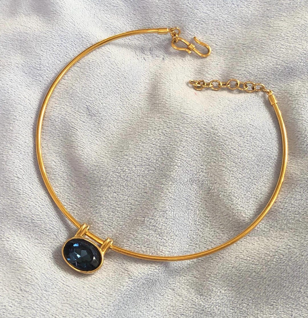 Vintage Monet Large Midnight Blue Crystal Collar Necklace - Etsy