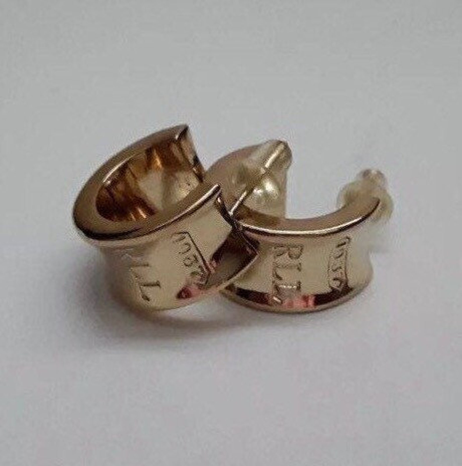 Ralph Lauren RLL 1967 Signet Wide Hoop Earrings Wide Huggie Hoops 14K ...