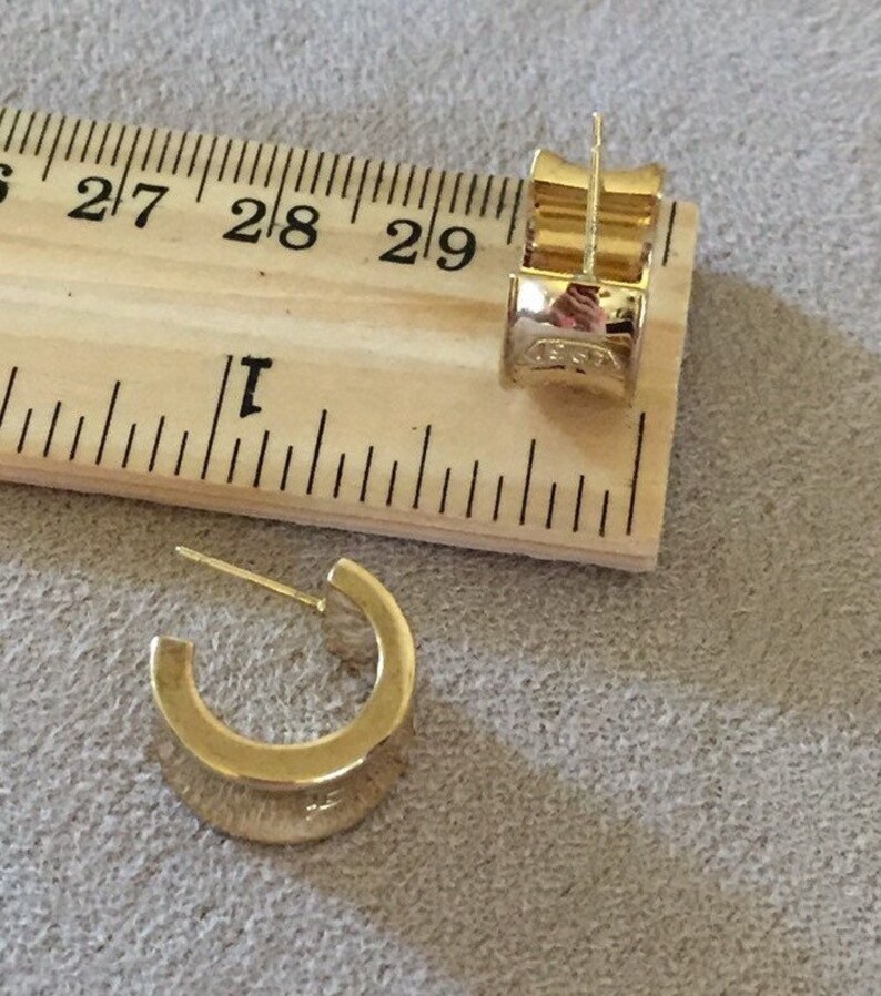 Ralph Lauren RLL 1967 Signet Wide Hoop Earrings Wide Huggie Hoops 14K ...