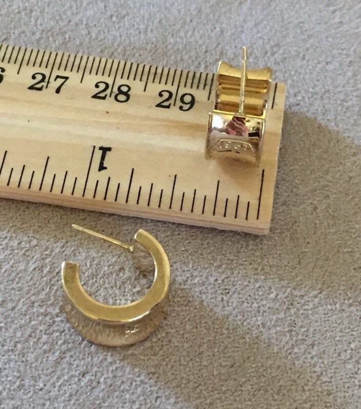 Ralph Lauren RLL 1967 Signet Wide Hoop Earrings Wide Huggie Hoops 14K ...