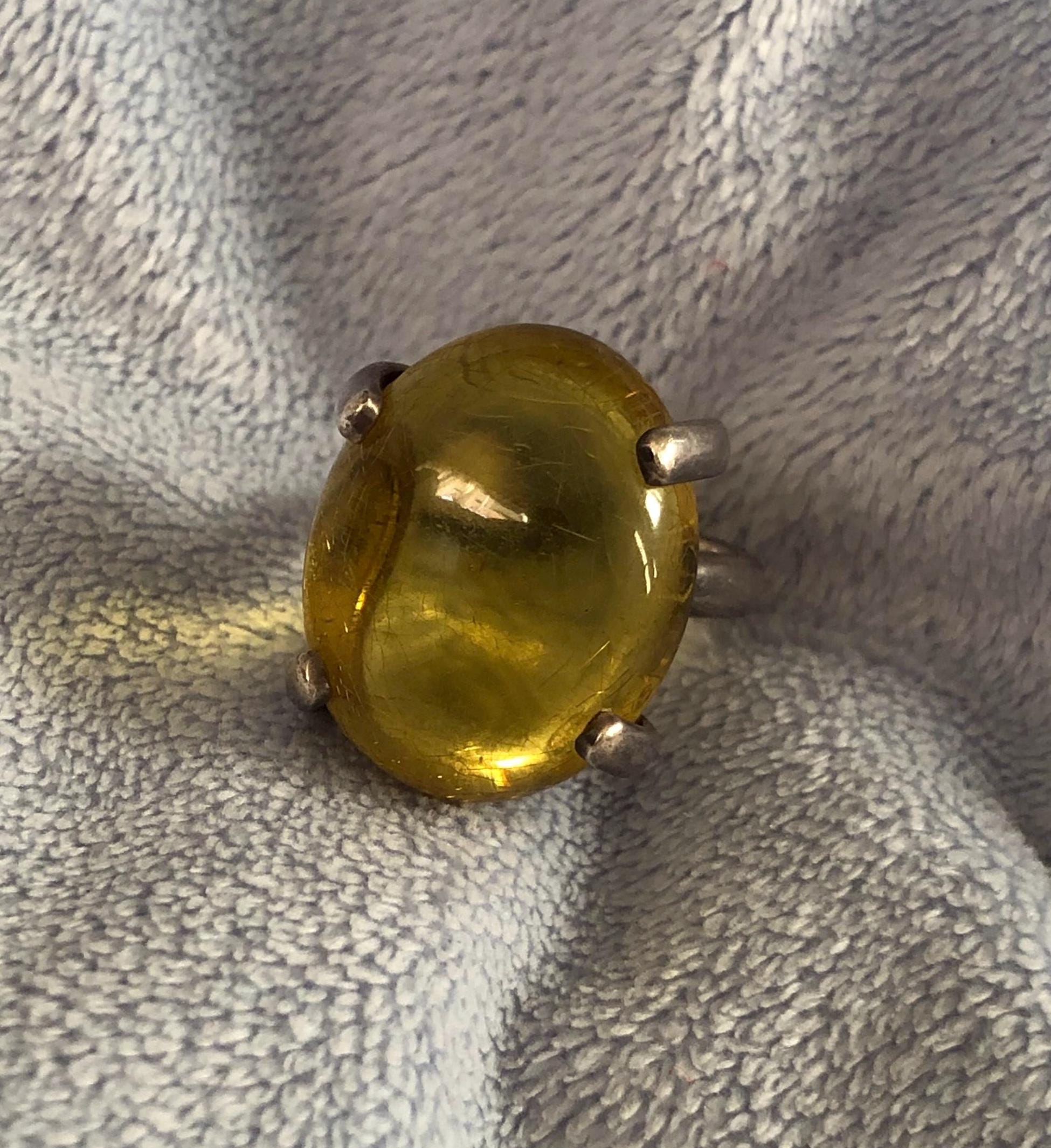 Vintage 1960 Sterling Yellow Lucite Ring Size 5.5 - Etsy
