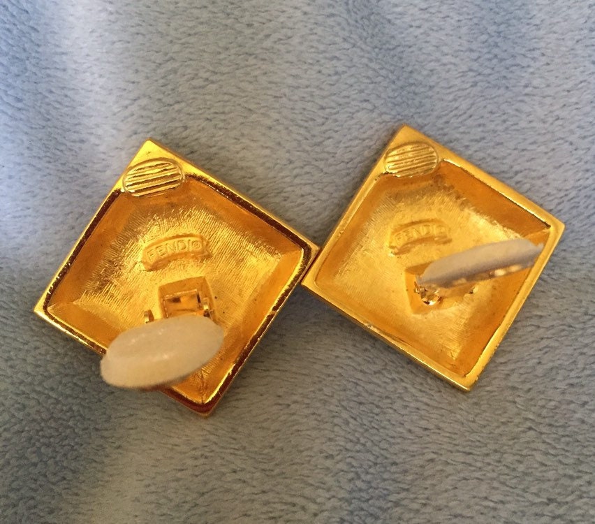 LiamBySevanna Vintage Fendi Logo Earrings Clip On