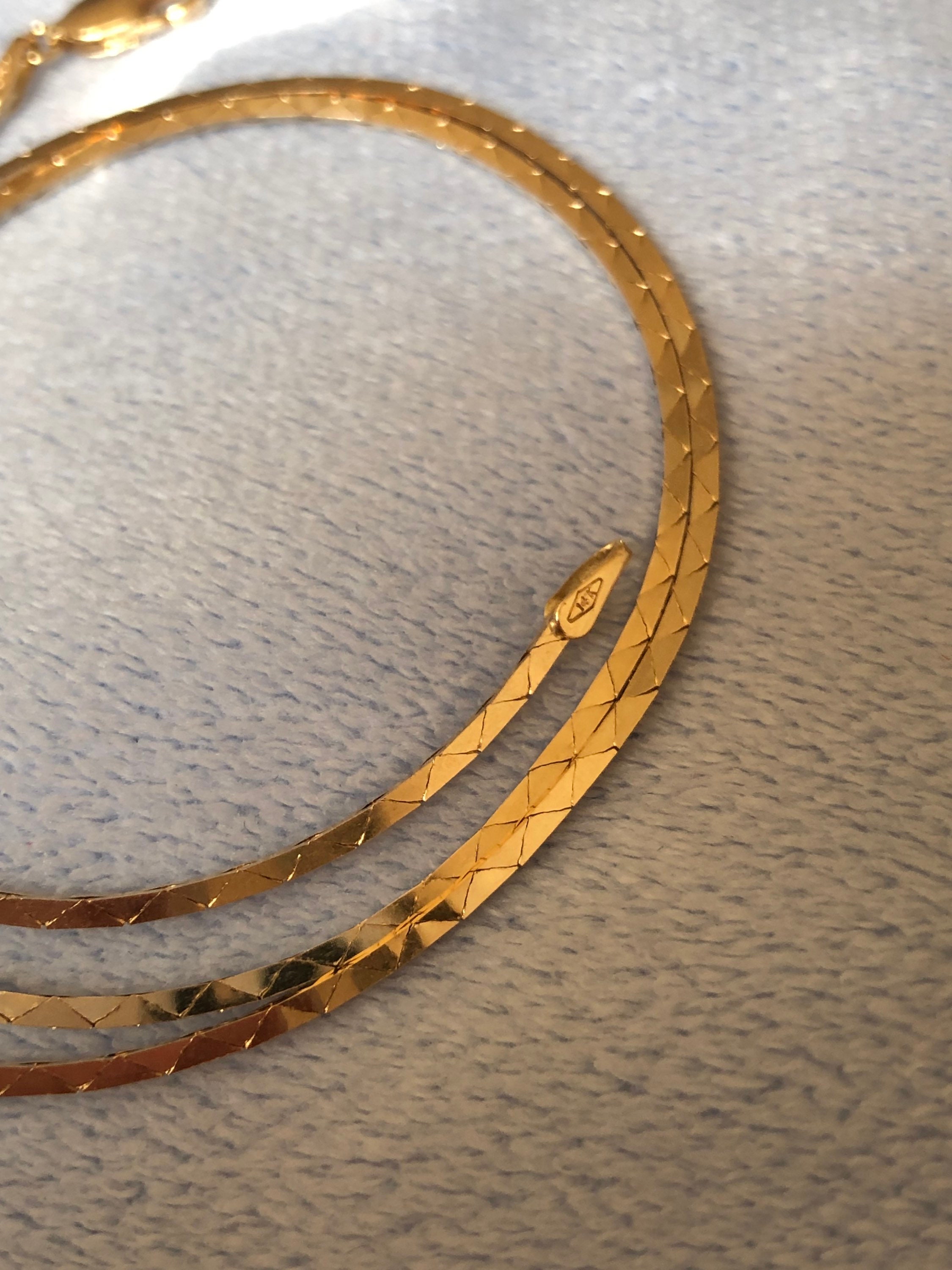 1980 Vintage 14K Solid Yellow Gold Cobra Link Chain Necklace 17.5 - Etsy