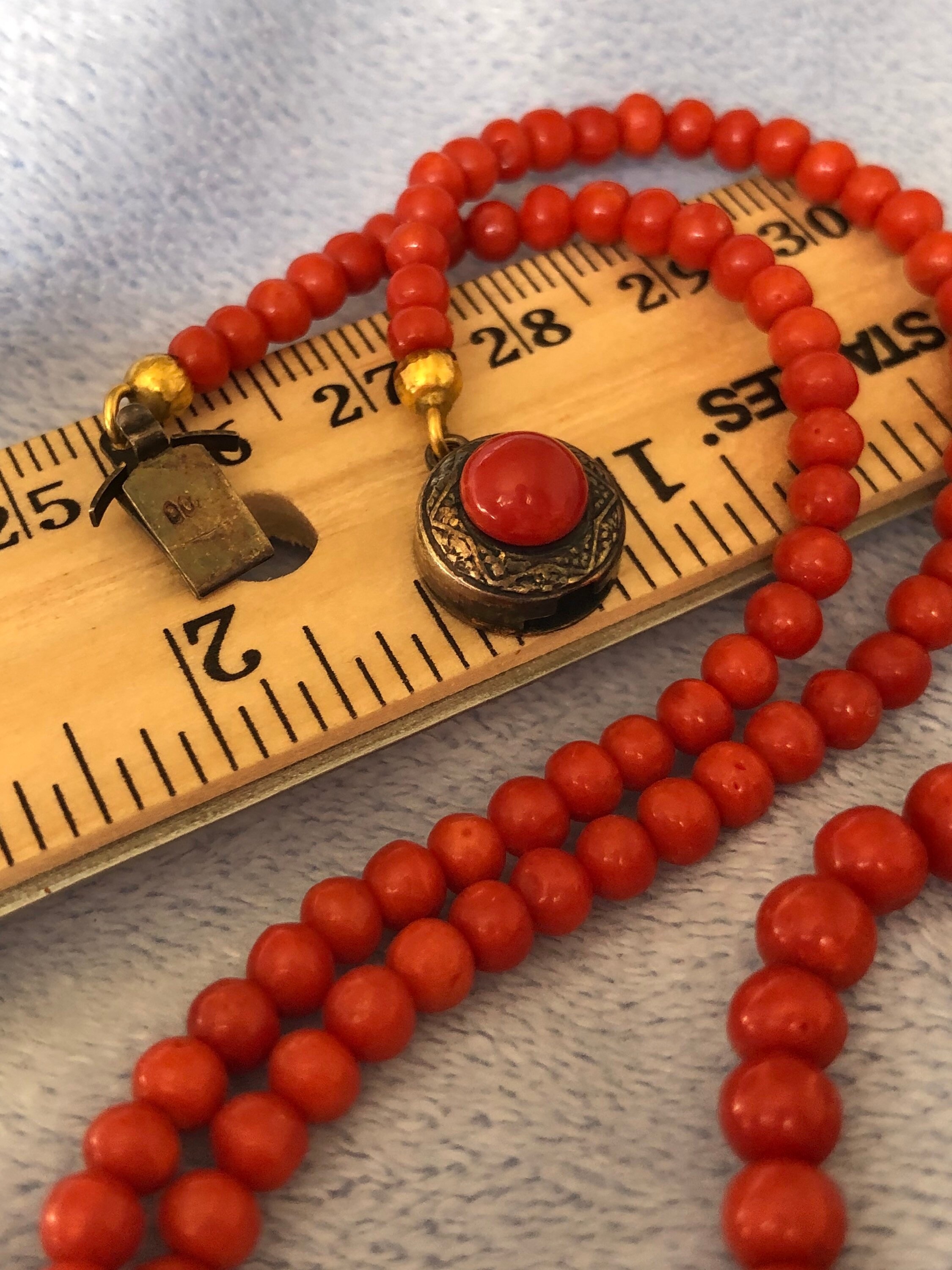 Antique Carved Salmon Red Coral Necklace Graduated Coral Orbs - Etsy
