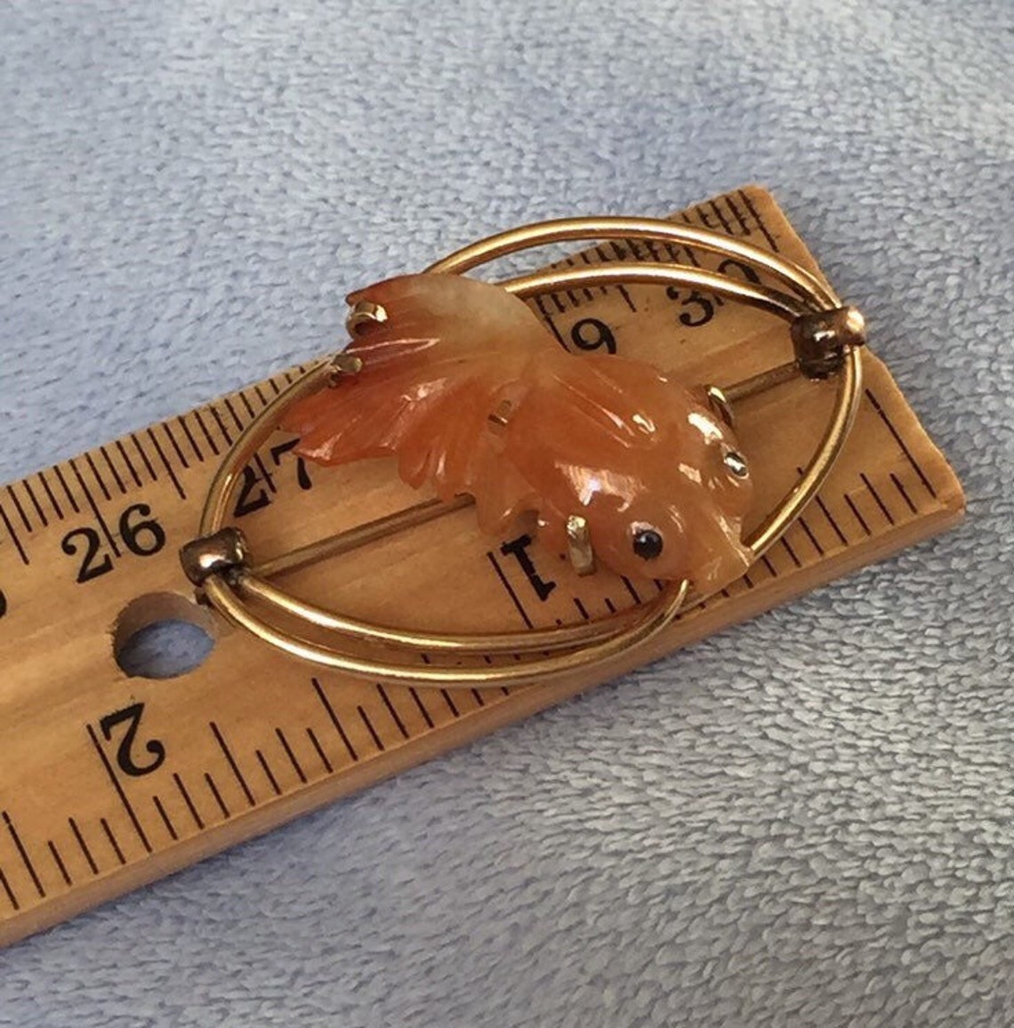 Signed Vintage H.S.B Harry S Bick Jade Fish Brooch Pin 12K Gold Filled ...