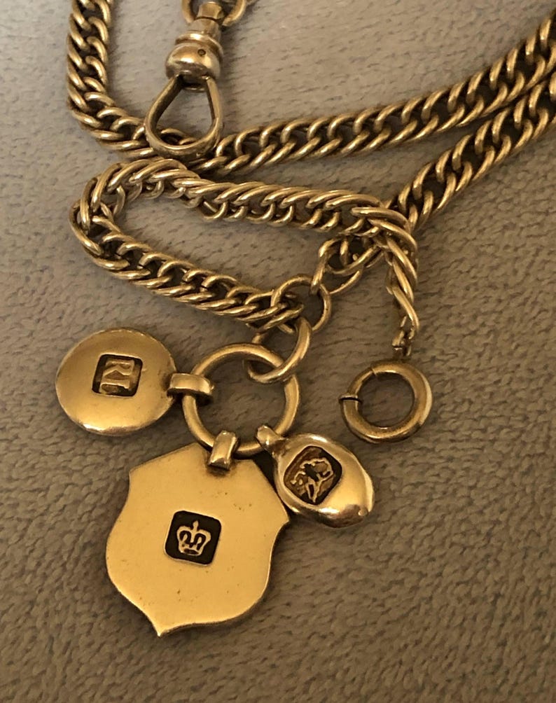 Rare Sterling Ralph Lauren Pocket Watch Fob Chain RLL Necklace 15.5” W ...