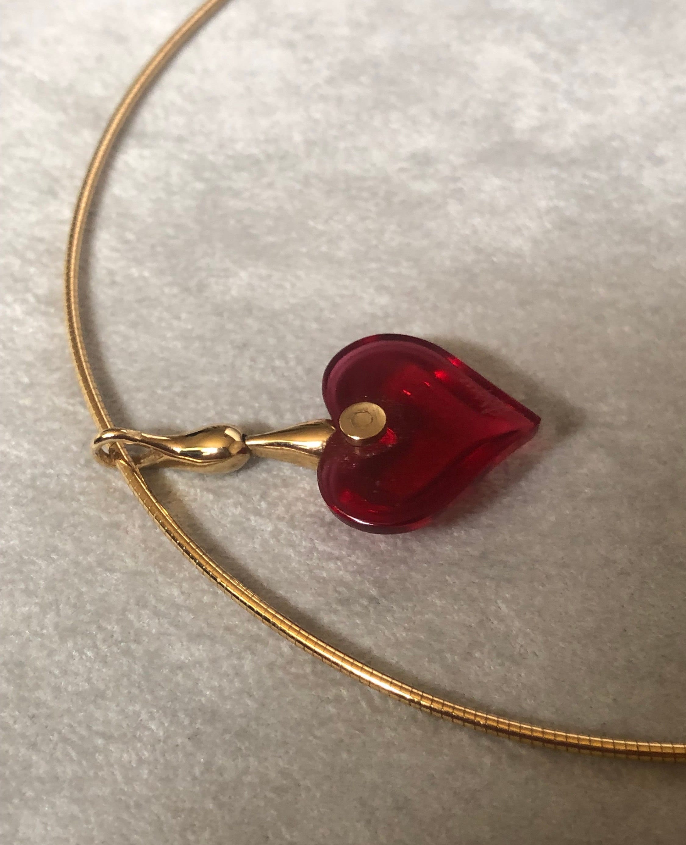 Vintage 1980 Red Crystal Lalique Heart Pendent W/original Box - Etsy