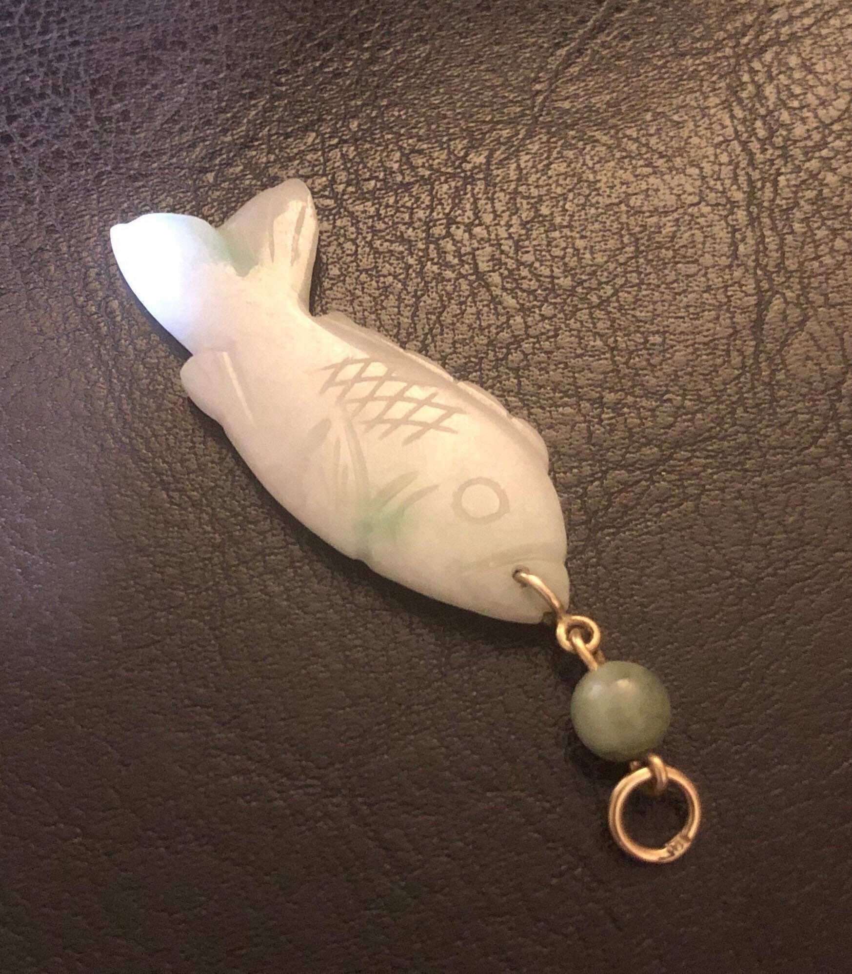 Art Deco Antique 14K Jade Carved Fish Pendant for Necklace - Etsy