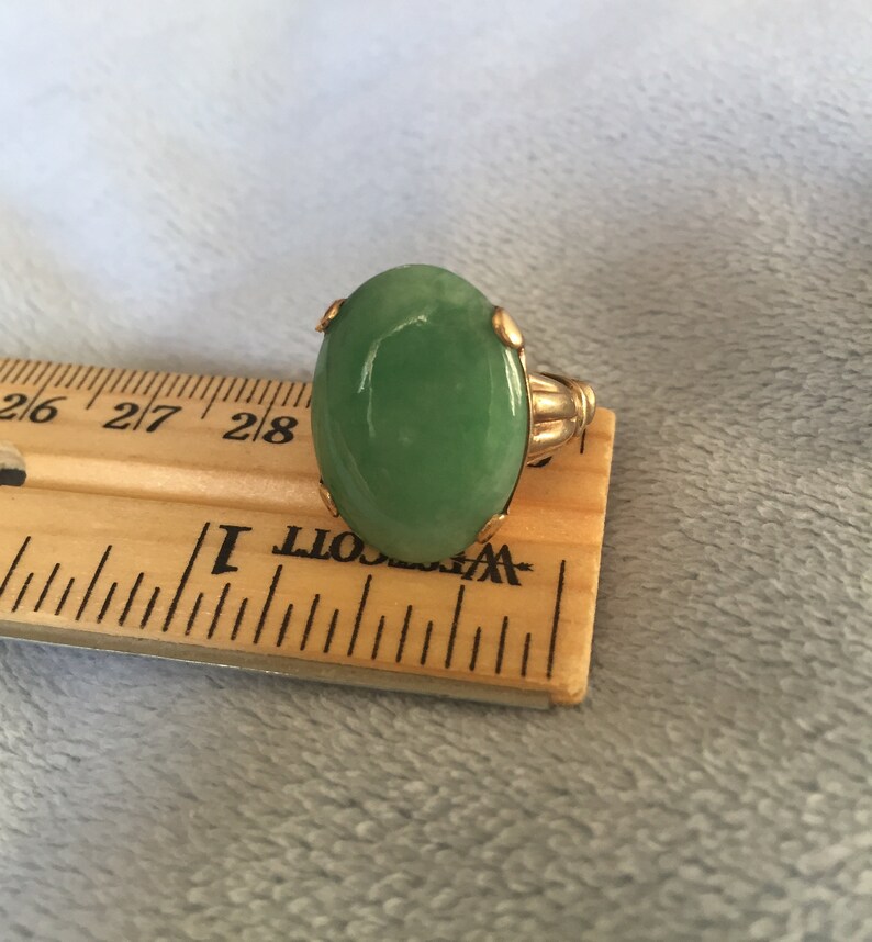 Art Deco Large Jade Ring 10K Solid Gold Size 5.5 - Etsy