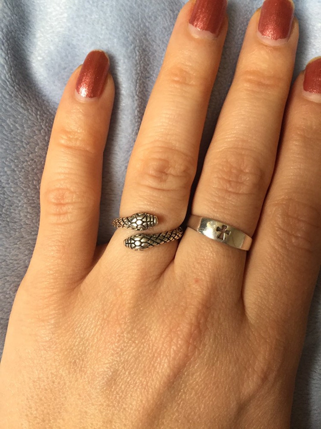 Double Head Snake Egyptian Thyme Fine Sterling Silver Ring Size 6 - Etsy