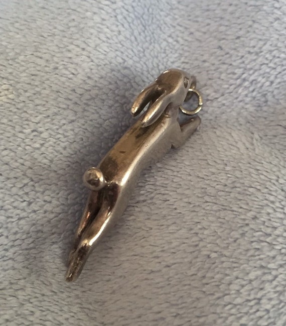 Old Sterling silver Jack Rabbit Pendant - Gem