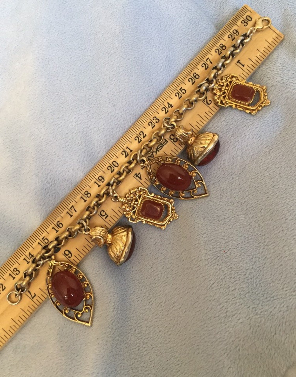 Distressed & Discolored Metal Vintage Chunky Charm Bracelet - Etsy