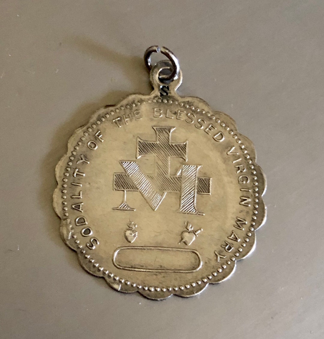 Antique 1830 Sodality of the Blessed Virgin Mary Sterling Medal Pendent ...