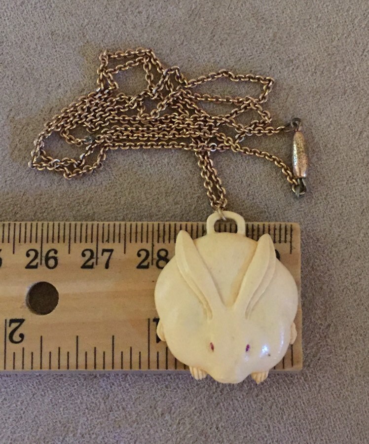 Antique Hand Carved Rabbit Pendant Solid Piece W/chain Necklace - Etsy UK