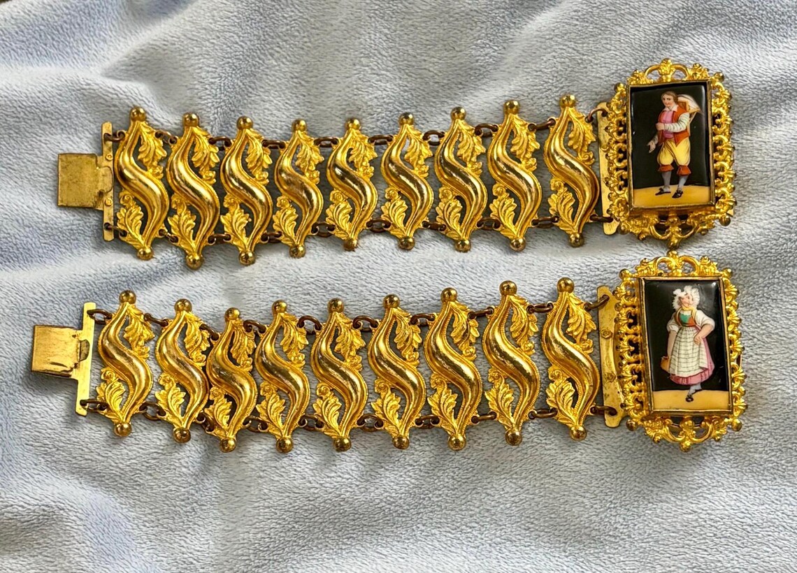 Antique 1830 Georgian Pinchbeck Hand-painted Portrait Collar Necklace ...