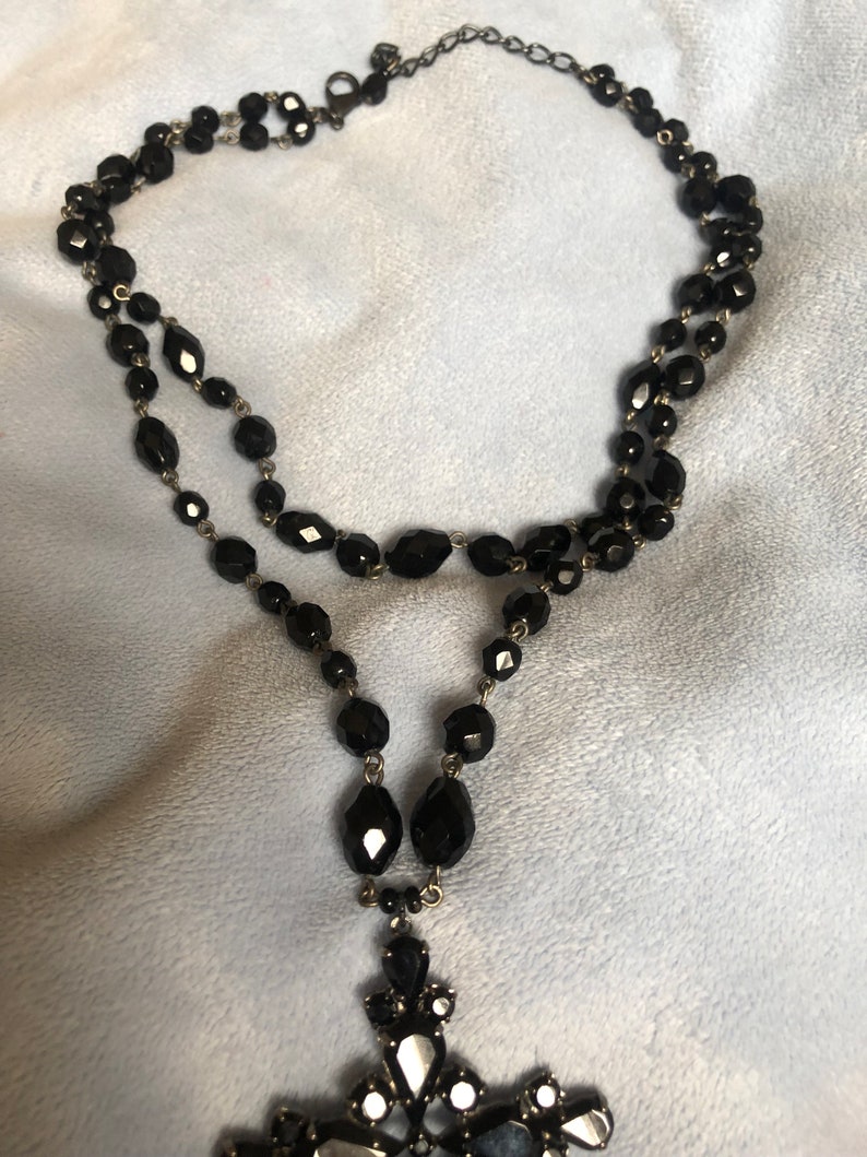 Nicky Butler Made in England Large Black Crystal Cross Necklace ...