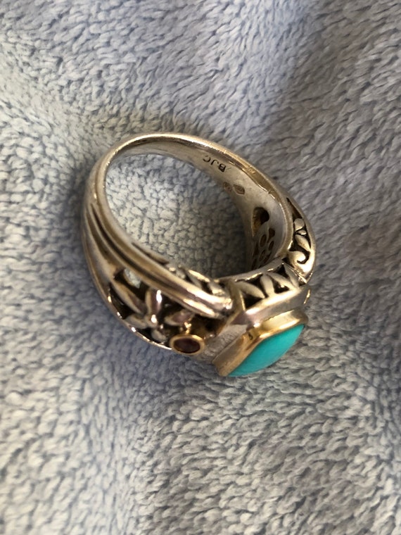 BJC Samuel Benham 925/750 Sterling & 18K Gold Turquoi… - Gem
