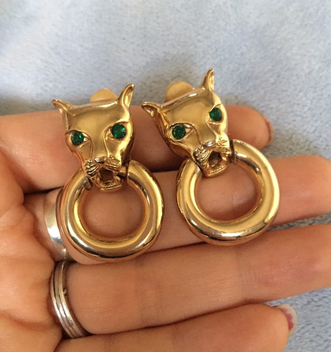 Vintage 1970’s Givenchy Jaguar Panther Hoop Gripoix Earrings Bijoux ...
