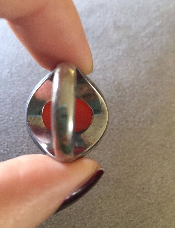 Art Deco uncarved signet Carnelian Signet Unisex Ring… - Gem