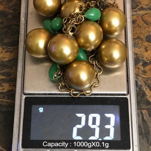 Art Deco 1920's Brass Green Peking Glass W/large Faux Pearls Necklace ...