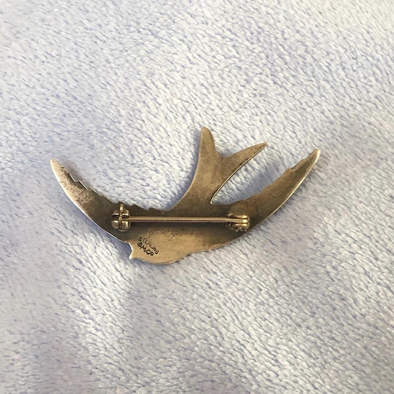 Art Deco 1920 Breadner Mfg. Co. Sterling Blue Bird Swallow Pin Brooch ...