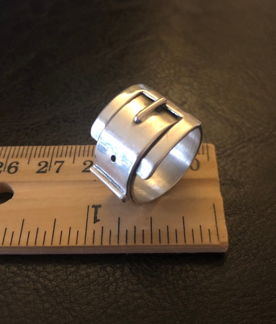 Vintage Mexico Sterling Silver Flat Belt Buckle Ring … - Gem