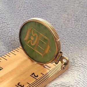 Gold Filled Spinach Jade Cable Car Coin Pendant - Etsy