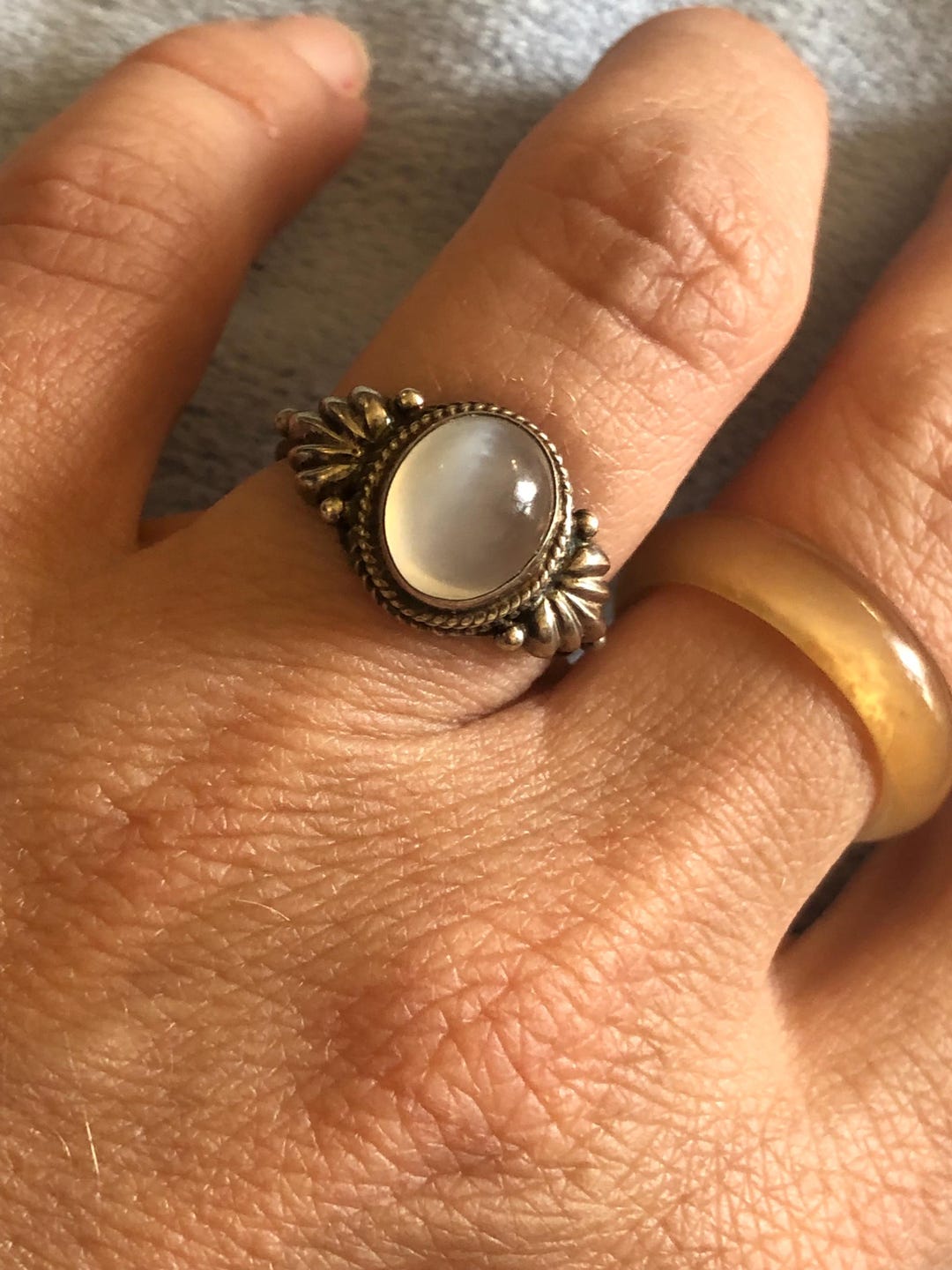 Native American Navajo Moonstone Sterling Beaded Leaf Ring 7.5 - Etsy