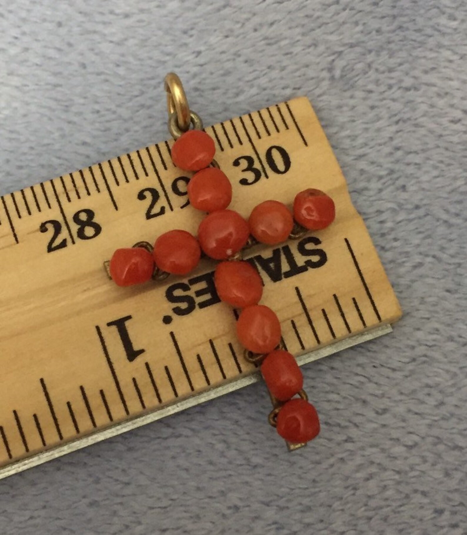 Victorian Salmon Red Coral Cross Pendant - Etsy